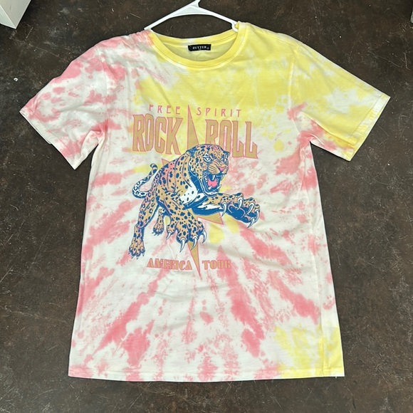 zutter | Tops | Zutter Shirt Pink And Yellow With Tiger On It | Poshmark